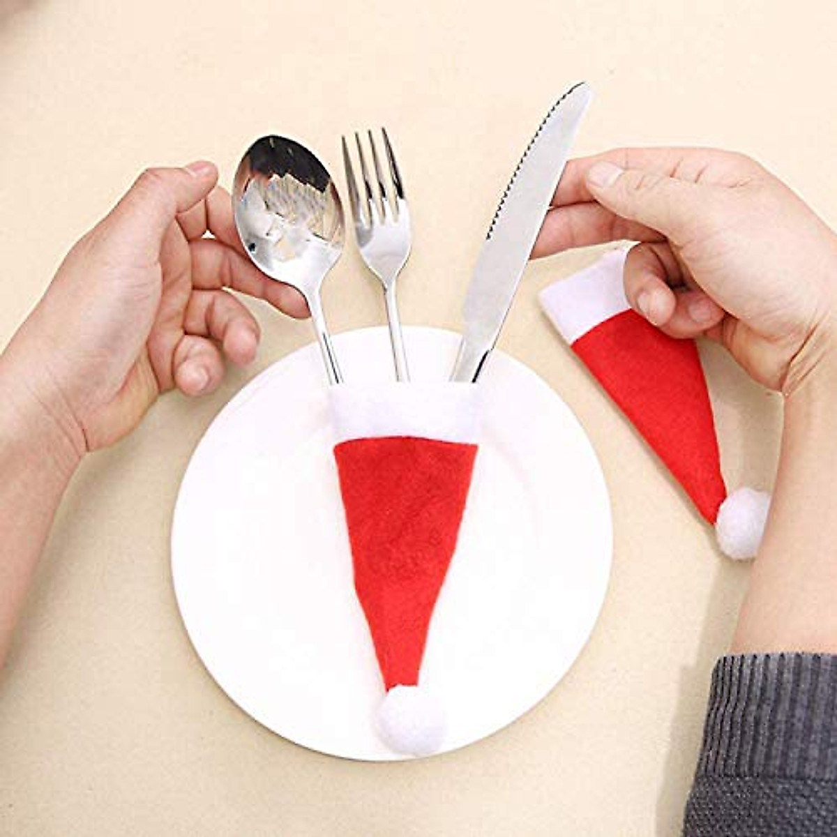 Small Round Dining Table Set for 4 Modern Christmas Tool 35PC Christmas Storage Set Fork Decorative Tableware Hat Kitchen，Dining & Bar Outdoor Place Mats for Dining Kitchen Table