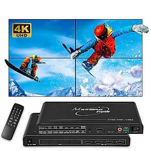 Video Wall Controller 2x2 4k60Hz BTSX TV Wall Controller HDMI Input 4K & Output 1080P with 10 Splicing Modes Support 180 Degree Rotate for All Modes