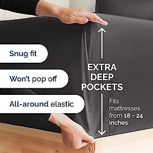 Extra Deep Cal King Sheet Set - 6 Piece Breathable & Cooling Sheets - Hotel Luxury Bedding Set with 18-24 Inch Extra Deep Pockets - Easy Fit - Super Soft, Wrinkle Free and Comfy - Grey, Cal King Size