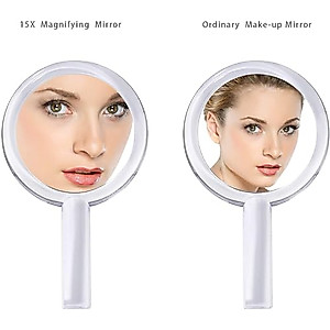 B Beauty Planet Handheld Mirror with Handle Double Sided, 1x/15x Magnifying Hand Mirror for Women, Hand Held Mirror with Adjustable Stand, 6"