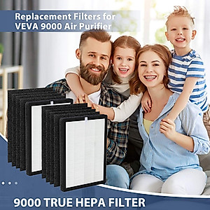 Mchillnet ProHEPA 9000 True HEPA Filters Replacement Compatible with VEVA ProHEPA 9000 Air Cleaner Purifier, Including 2 True HEPA Filters + 8 Activated Carbon Filters