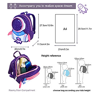 yisibo Kids Backpack with Safety Leash,Anti-lost Children Toddler Backpack for Boys Girls Baby (Purple With Safety Leash(3-6 Years))