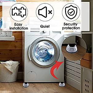 VAIIEYO 4Pcs Shock & Noise Cancelling Washing Machine Support, Anti Slip Rubber Washing Machine Feet Pads, Washing Machine Stabilizer, Anti-Walking Rubber Pads for Home Appliances, Universal Size