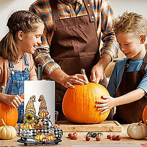 Fall Paper Towel Holder, Autumn Kitchen Decor, Farmhouse Fall Gnomes Kitchen Decor Accessories Paper Towel Holder Stand, Metal Fall Decorations for Home Bathroom, Large Towel Stand for Countertops