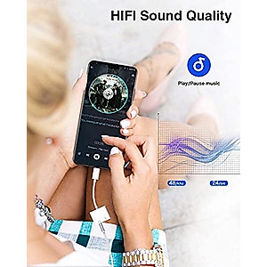 [Apple MFi Certified] Lightning to 3.5 mm Headphone Jack Adapter, 2 in 1 Lightning to 3.5mm AUX Audio + Charger Splitter Compatible with iPhone 13/12/11/XS/XR/X 8/ Support All iOS&Volume Control