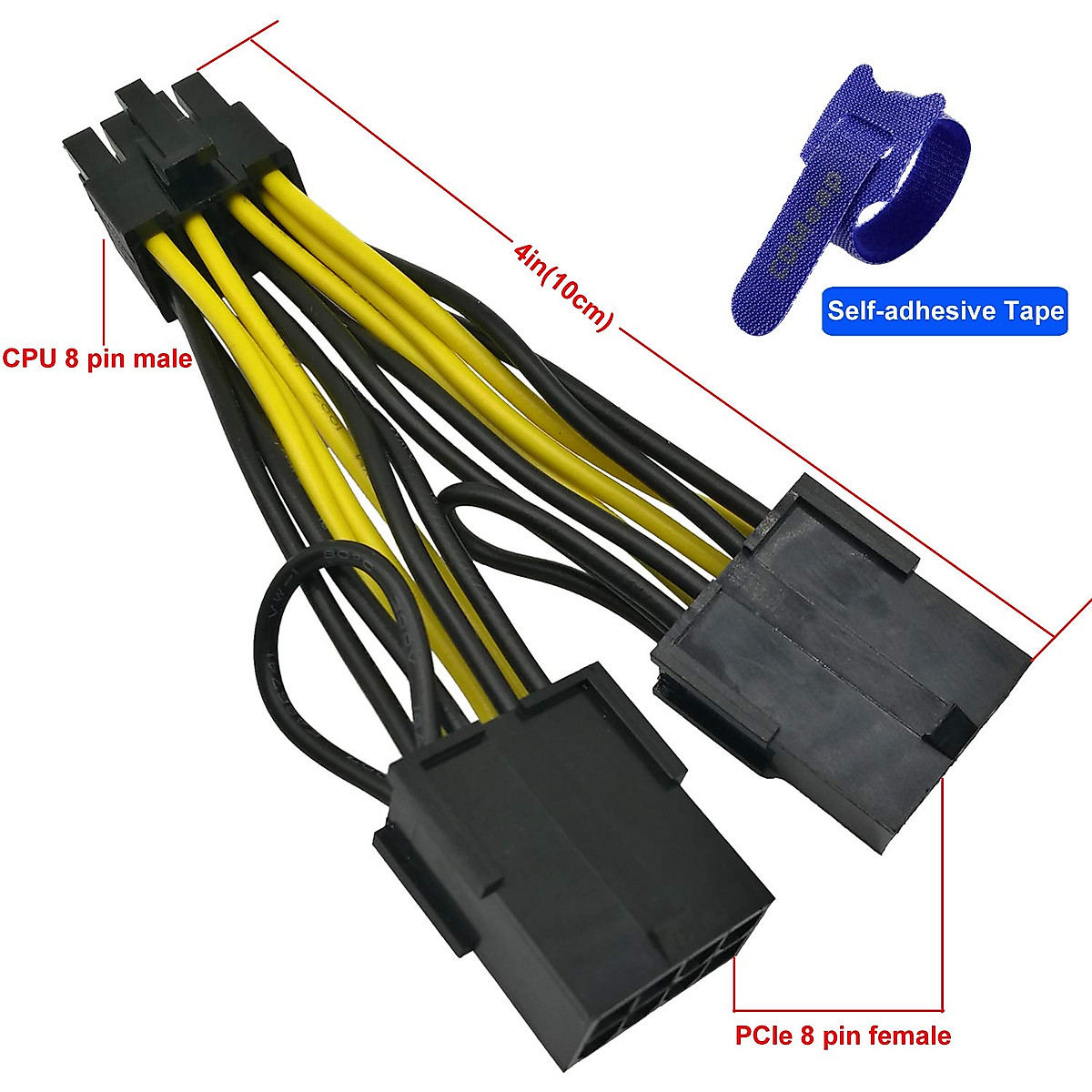 COMeap NVIDIA Graphics Card Power Cable 030-0571-000 CPU 8 Pin Male to Dual PCIe 8 Pin Female Adapter for Tesla K80/M40/M60/P40/P100 4 inches (2-Pack) (10cm)