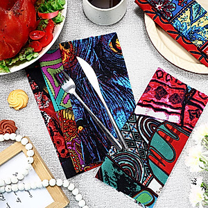 Mixweer 40 Pcs 10 x 10 Inch African Print Fabric Indian Cotton Fabric Indian Block Print Fabric Squares Vintage Multicolor Ethnic Style Decorative Fabric for Quilting Sewing Patchwork DIY Craft