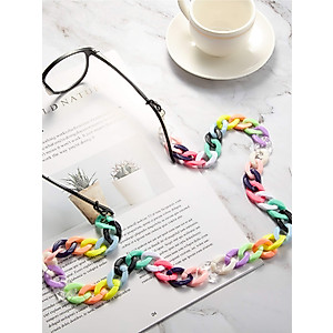 Frienda 9 Pieces Acrylic Eyeglass Chain Sunglasses Reading Strap for Women Men Eye Glasses Holder Necklace Around Neck Eyewear Retainer