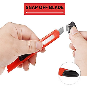 DIYSLEF 48 Pack Box Cutters Retractable Heavy Duty and 50 Pcs 9MM Wide Blades of 30 Degrees, Razor Knife with Smooth Mechanism, 9mm Wide Box Cutter Knife Used for Cutting Paper, Plastic and Boxes