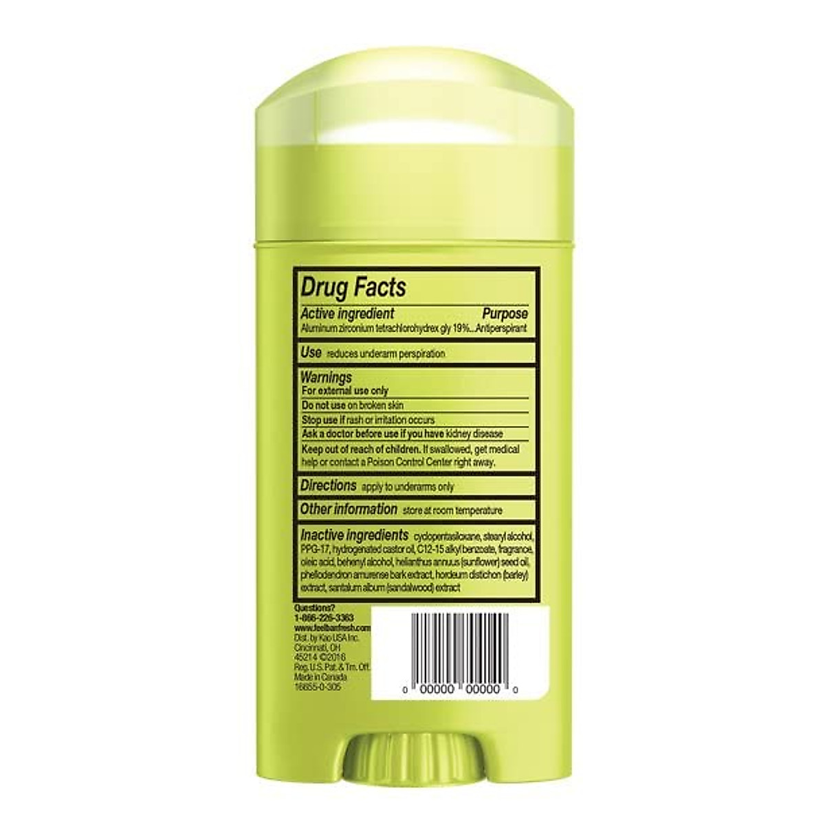 Ban Antiperspirant Deodorant Invisible Solid 2.6 oz (73 g)