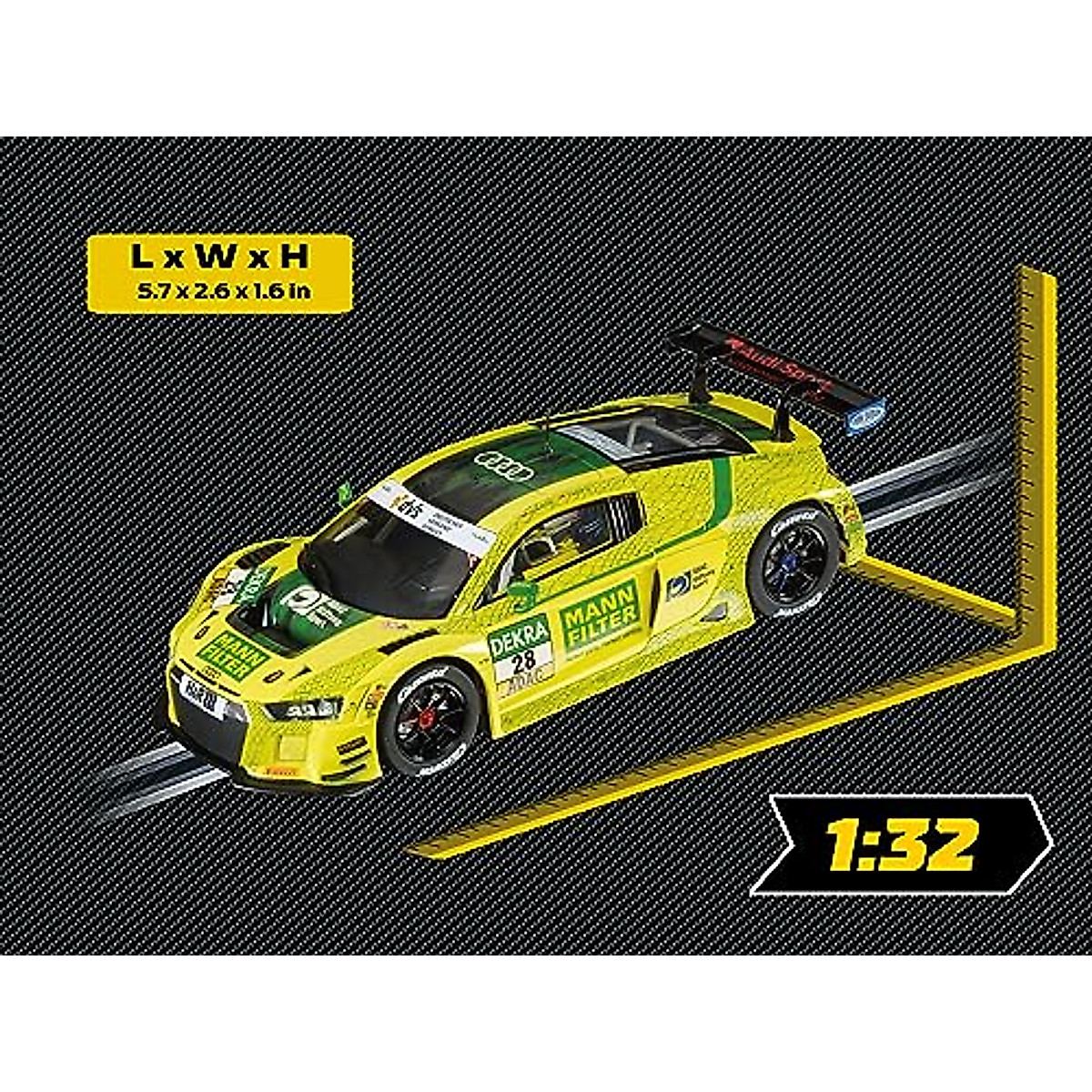 Carrera 31027 Audi R8 LMS GT3 Mann-Filter Land Motorsport No.28 1:32 Scale Digital Slot Car Racing Vehicle Digital Slot Car Race Tracks
