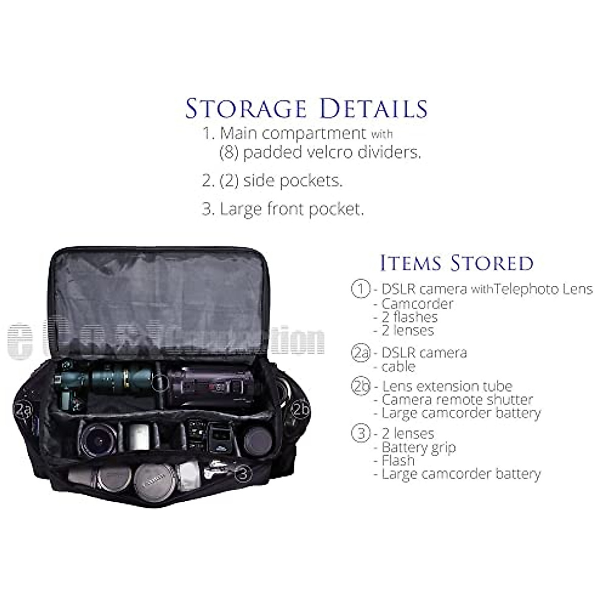 eCostConnection Extra Large Soft Padded Water Resistant Camcorder Equipment Gadget Bag/Case for Canon XA10, XA20, XA25, XH-G1s, XL2 and More Cameras Camcorders and DSLR