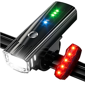 IPSXP 3000 Lumens Bike Light Set USB Rechargeable Bicycle Front Headlight and Back Taillight 4 Light Modes Easy to Install for Men Women Kids Road Mountain Cycling