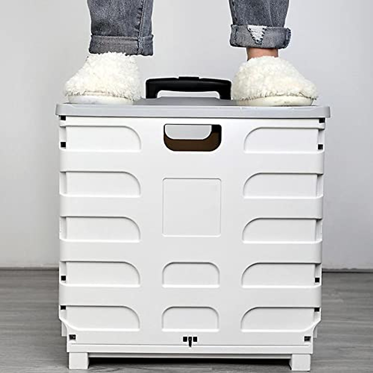 Collapsible Outdoor Storage Box with Cover 45L Foldable Camping Box Portable Trunk Car Grocery Case