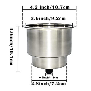 Yuanhe 2pcs Stainless Steel Cup Drink Holder with Drain for Marine Boat RV Camper