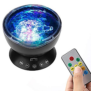LZKW 7 LED Colorful Music Player, Automatic Projection Portable Music Player Projector Free Timing Function 7LED Ocean Color Projection for Home for Bedroom