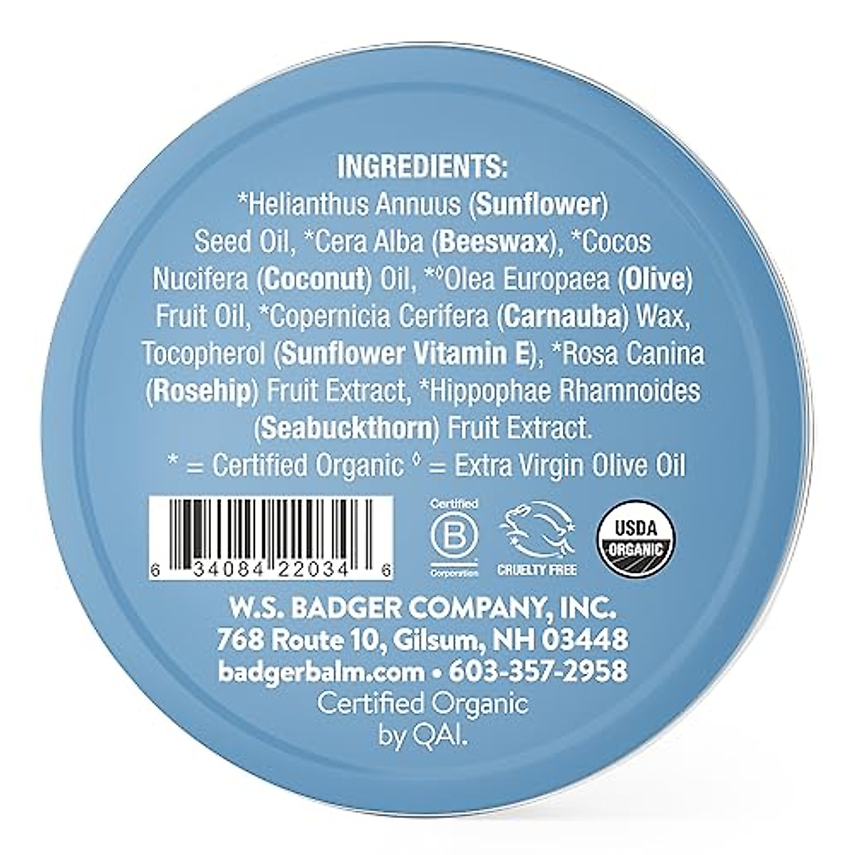 Badger - Unscented Lip Butter, Moisturizing Organic Coconut Oil, Beeswax, Sunflower & Olive Oil