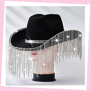 Rhinestone Cowboy Hat Glitter Cowboy Hat With Glasses, Headscarves, Adhesive Rhinestone Letter Patches