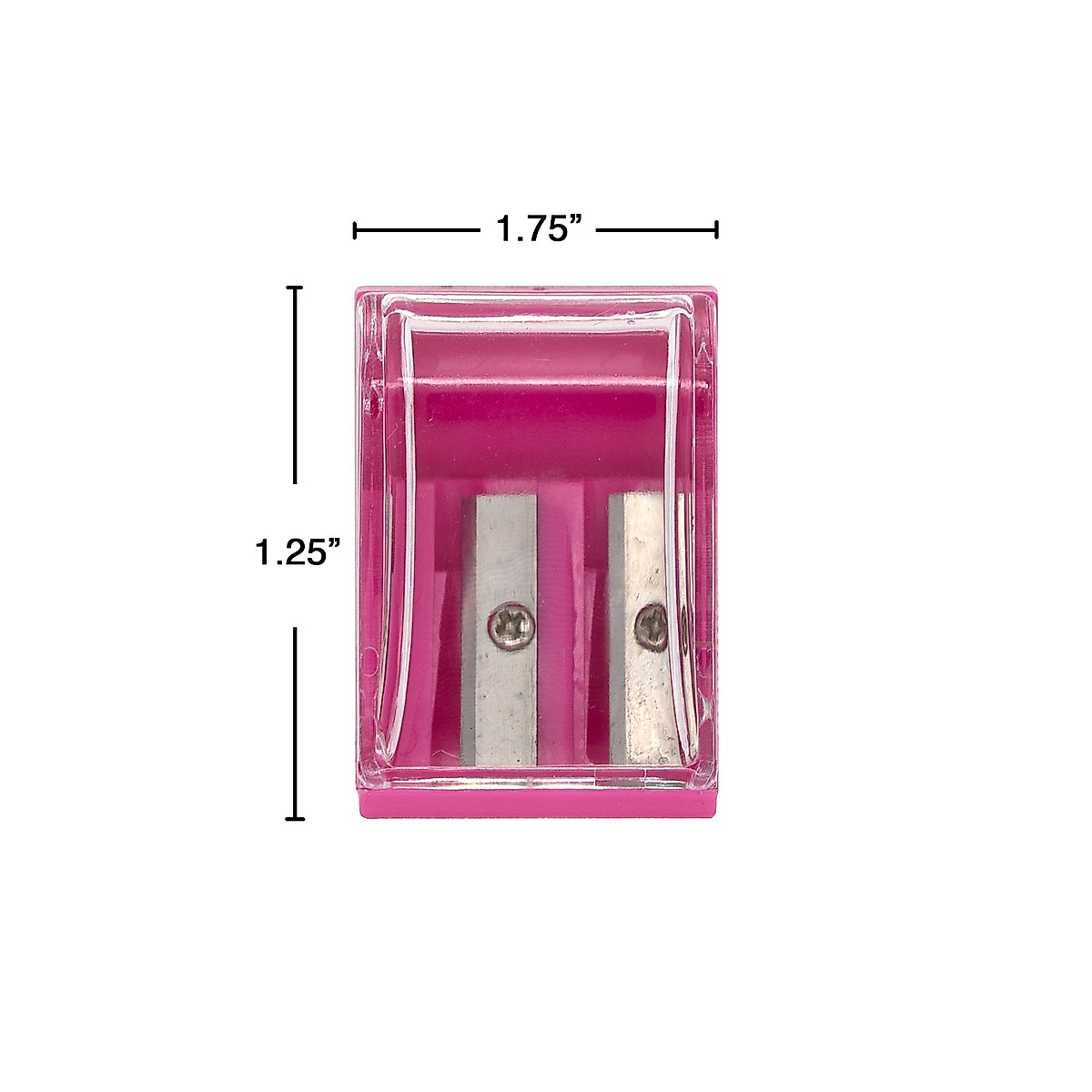 Emraw Dual Blade Square Sharpener with Receptacle to Catch Shavings for Regular/Oversize Pencils & Crayons Designed in Blue, Green, Pink & Black Plastic – Great for School, Home & Office (8 pack)