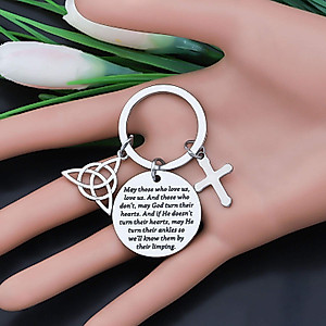 CYTING Irish Blessing Keychain May Those Who Love Us Love Us With Celtic Trinity Knot Good Luck Jewelry LDR Going Away Gifts