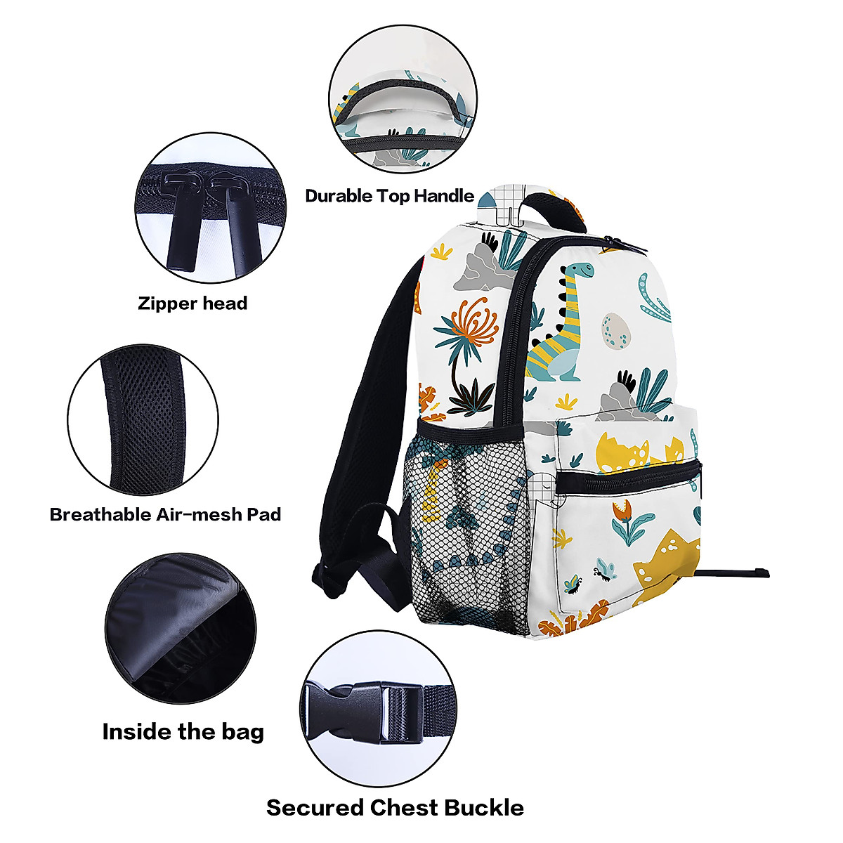 Toddler Dinosaur Backpack for Boys Girls, 12 Inches Ideal Dinosaur World Backpacks for Preschool Kindergarten Bookbag