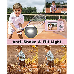 Digital Camera, Lecran Kids Camera FHD 1080P 36.0 Mega Pixels Vlogging Camera with 16X Digital Zoom, LCD Screen, Compact Portable Mini Cameras for Kids, Teens, Students (Pink)