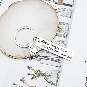 OEHEDOU Elephant Gifts For Women Strong Women Gifts Small Gifts For Women Elephant Keychain Best Inspirational Gifts For Women Uplifting Gift For Friend Family Animal Lovers You Are Strong Gifts