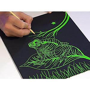 Marvin's Magic - Super Bright Scratch Art - x48 Premium Magic Scratch Boards - Scratch Art Kit with Black Scratch Paper & Rainbow Scratch Paper - Scratch Art for Kids