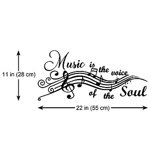 Music is The Voice of The Soul Vinyl Wall Decals Quotes Sayings Music Symbols Words Arts Lettering for Music Room