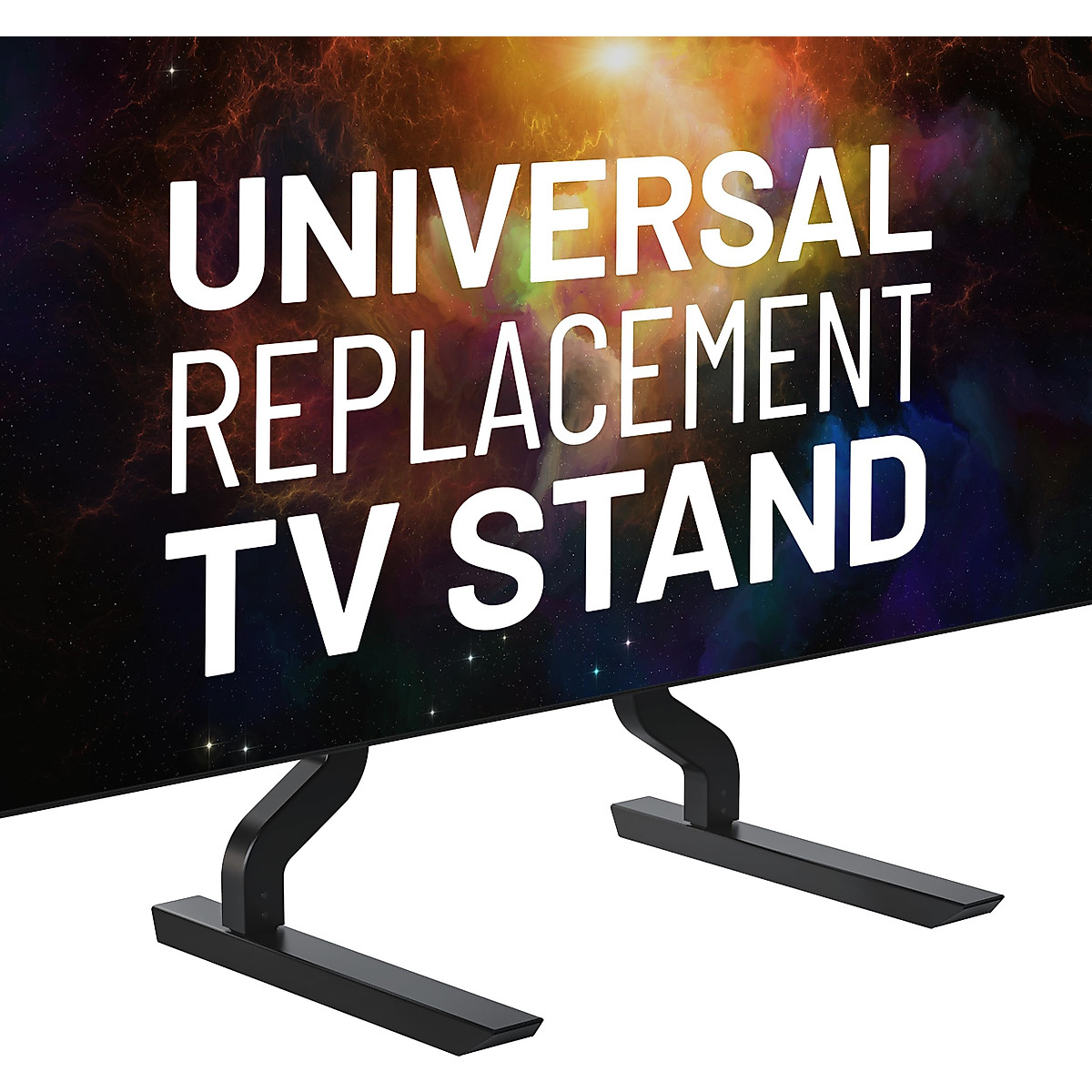 ECHOGEAR Premium Replacement TV Stand for 55"-86" Screens - Angled Feet Give Universal TV Stand Stability for QLED & OLED TVs -Easy 3-Step Install Comes w/Soundbar Isolation & Anti-Slip/Scratch Pads