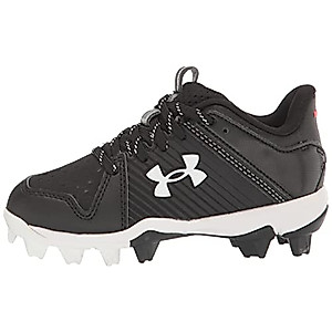 Under Armour Baby Boys Leadoff Low Junior Rubber Molded Cleat Baseball Shoe, (001) Black/Black/White, 12 Little Kid US