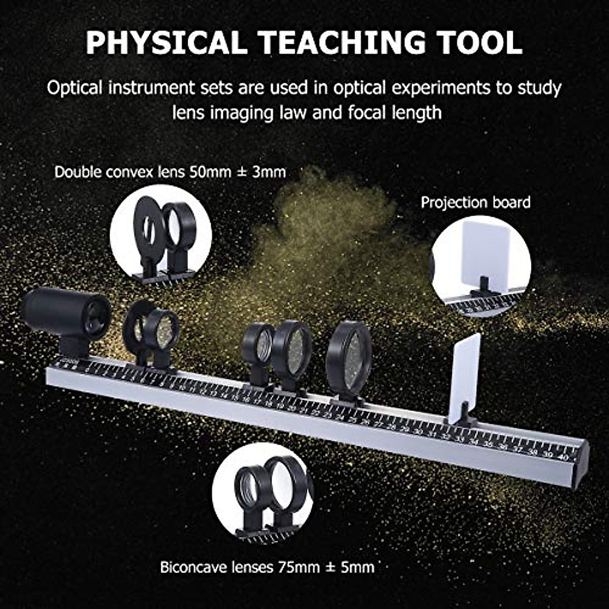 Science Classroom Optics Kit 9pcs Labs Complete optical bench kit Basic Optical Bench Optical Instrument Optical Bench Set