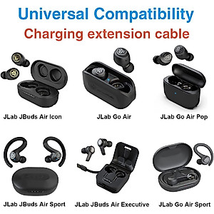 3.3 FT USB Male to Female Extension Charger Cable for JLab Go Ai/Pop/Sport, JLab Epic Air ANC/Sport ANC, JLab JBuds Air/Sport/Executive/Play Gaming/ANC Wireless Bluetooth Earbuds Charging Case Adapter