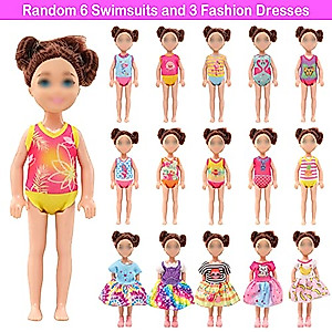5.3 inch Doll Clothes and Accessories 6 Beach Swimsuits 3 Dresses with 2 Swimming Rings 2 Drinks 2 Hats 2 Glasses 2 Shoes for 5.3 Inch Doll