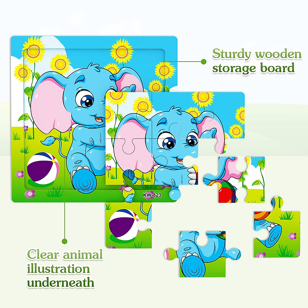 Aitey Set of 6 Toddler Puzzles Ages 2-4, Wooden Jigsaw Puzzles for Kids Ages 3-5, Puzzles for Toddlers 2 3 4 Year Old, Kids Puzzle Toys with Animal Patterns Educational Toys for Boys and Girls