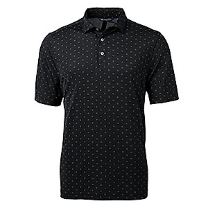 Cutter & Buck Virtue Eco Pique Tile Print Recycled Mens Big & Tall Polo, Black, LT