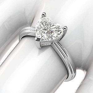Sterling Silver Simulated Heart-shaped Diamond Engagement Ring Raised Shank Promise Bridal Ring (5)