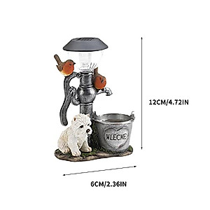 Leadmall Solar Light Outdoor Decor, Puppy and Bird Home Garden Decoration Light Animal Garden Solar Light Decoration