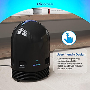 AIRFREE P3000 Filterless Silent Air Purifier - With Adjustable Blue Nightlight, Requires No Filter, Fan, or Humidifier - Covers Up To 650 sq ft - Black