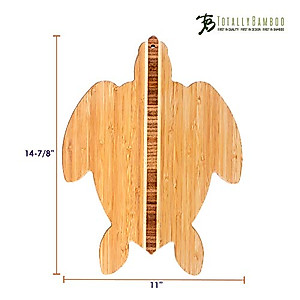 Totally Bamboo Sea Turtle Shaped Cutting Board and Charcuterie Serving Tray, Great for Wall Display