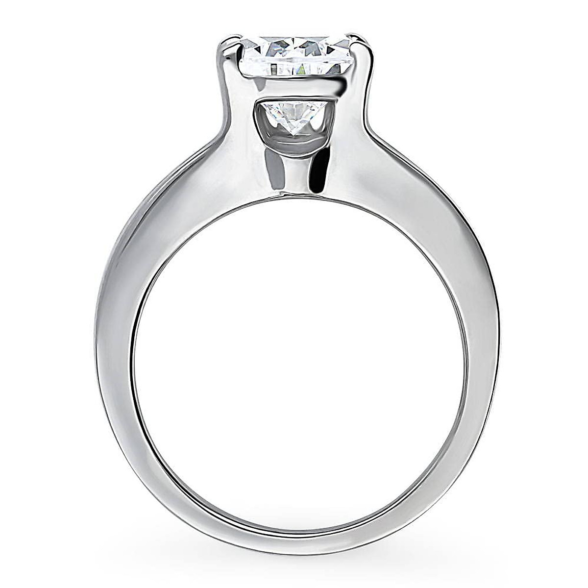 BERRICLE Sterling Silver Solitaire Wedding Engagement Rings 3 Carat Pear Cut Cubic Zirconia CZ Promise Ring for Women, Rhodium Plated Size 9