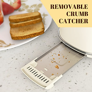 CORCHEVEL Retro 2 Slice Stainless Steel Toaster with Removable Crumb Tray, 6 Bread Shade Settings, Bagel, Defrost and Cancel Options (White)