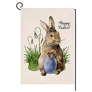 BLKWHT Easter Rabbit Small Garden Flag Vertical Double Sided 12 x 18 Inch Spring Bunny Yard Decor