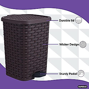 Superio Rattan Style Compact Trash Can, 3.1 Gallon, Brown