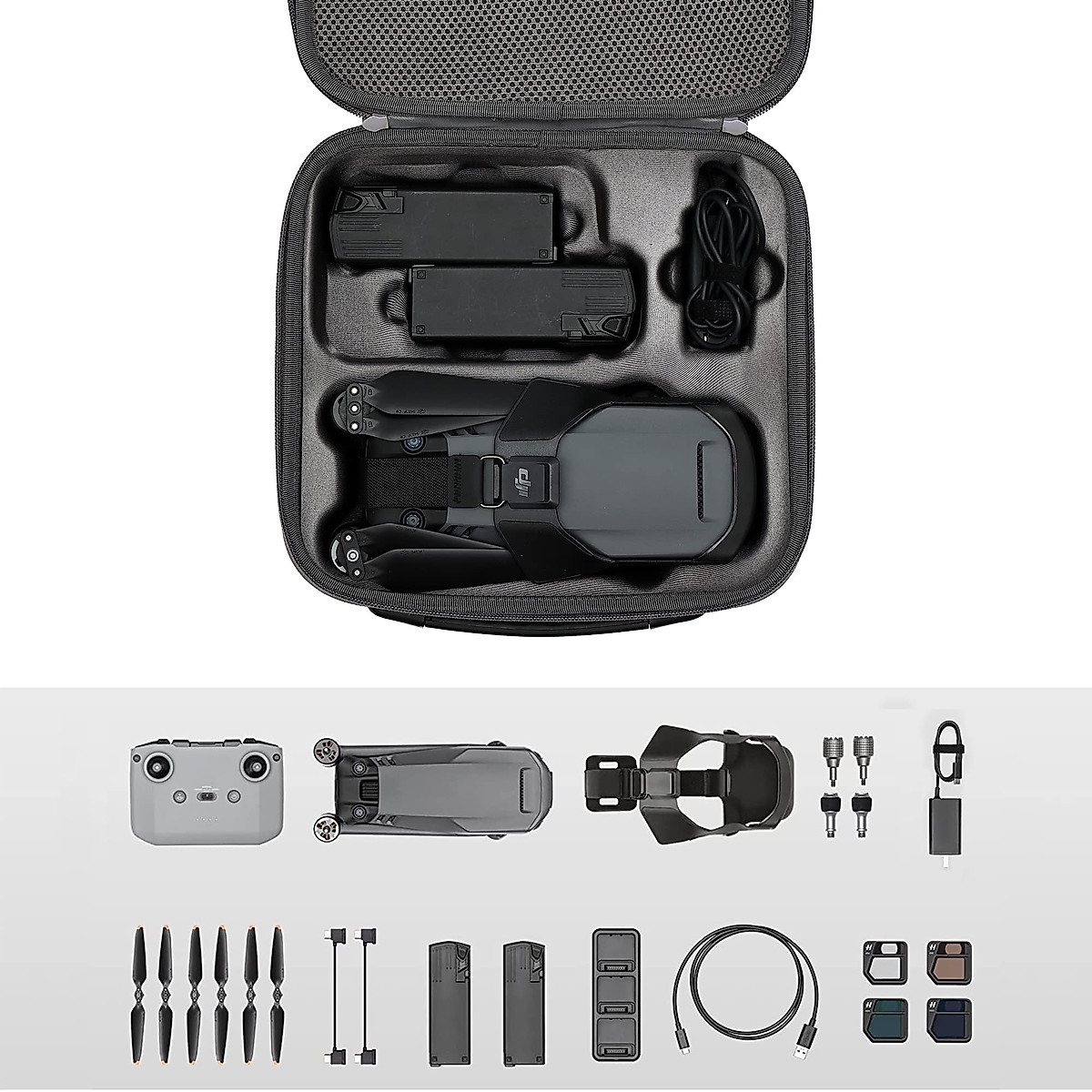 YueLi Mavic 3 Fly More Combo Shoulder Bag Waterproof Outdoor Travel Backpack DIY Travel Carrying Bag Outdoor Shoulder Bag for DJi Mavic 3 Drone Bags Accessories (Mavic 3 Fly More Combo Grey)