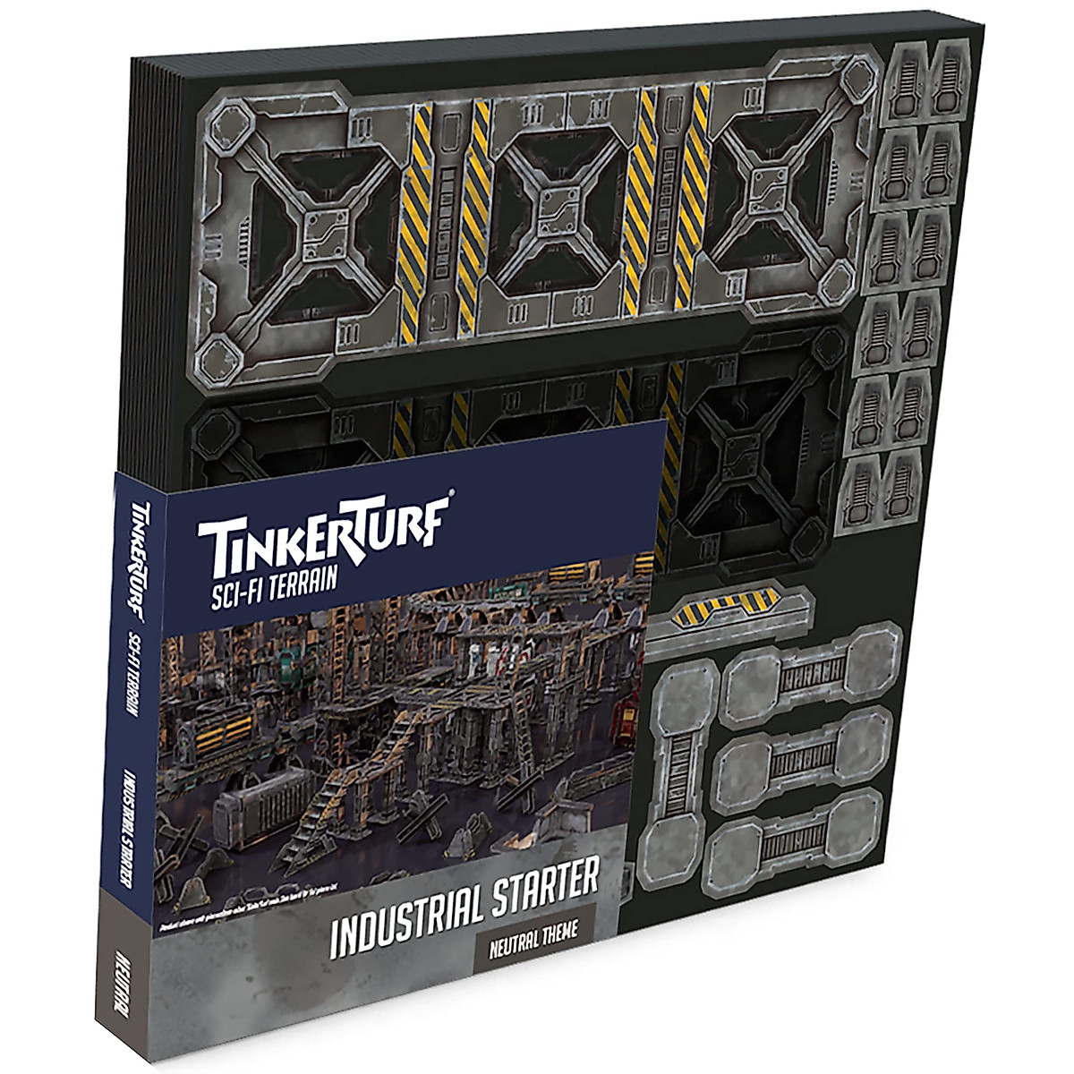 TinkerTurf Sci-Fi Terrain: Industrial Starter Set, Neutral Theme, Sturdy, Affordable, Great-Looking Full-Color Terrain, Quick and Easy to Assemble, Virtually Limitless Setups