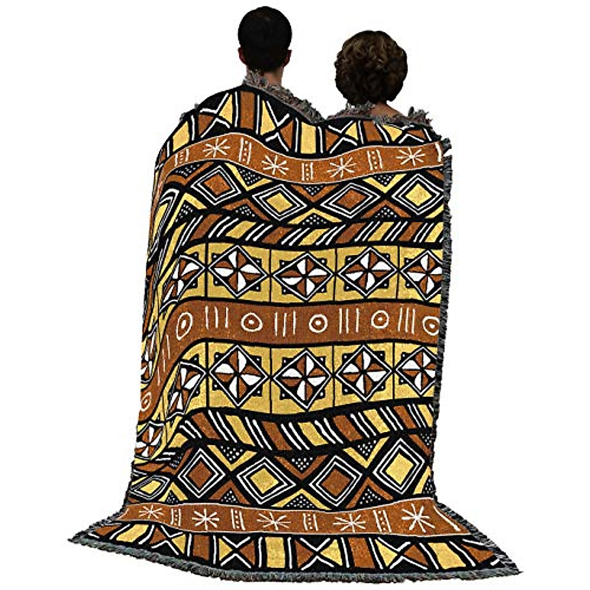 Pure Country Weavers Bogolan Mud Cloth Blanket - African Cultural Gift Tapestry Throw Woven from Cotton - Made in The USA (72x54)