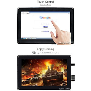 waveshare 10.1inch Capacitive Touch Screen LCD with Case Compatible with Raspberry Pi 4B/3B+/3A+/2B/B+/A+/Zero/Zero W/WH/Zero 2W CM3+/4 1024×600 Resolution HDMI Supports Jetson Nano/Windows