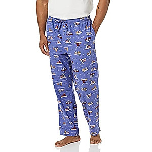 Amazon Essentials Men's Flannel Pajama Pant - Discontinued Colors, Deep Blue Boat Party, Large