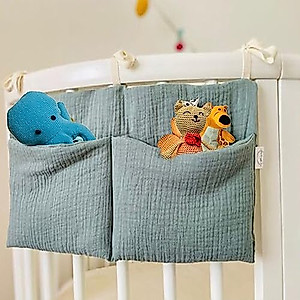Green Diaper Caddy Organizer Diaper Stacker Baby Crib Hanging Pocket with Straps Classified Storage Bag Organizer for Nursery Diapers Wipes Baby Essentials